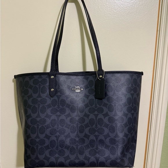 Coach | Bags | Coach Dark Blue Signature Tote | Poshmark